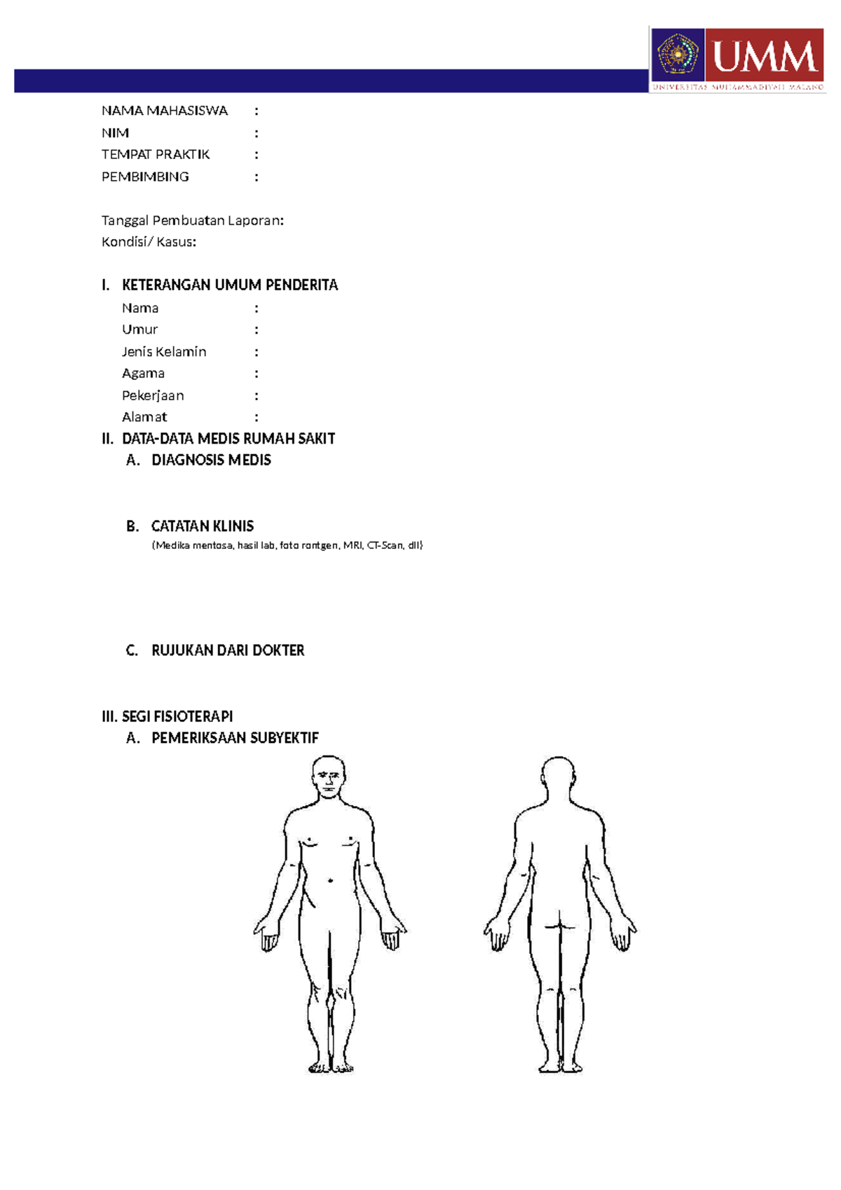 38460 Status Klinis FIX-dikonversi - STATUS KLINIS MAHASISWA FISIOTERAPI UMM NAMA MAHASISWA ...