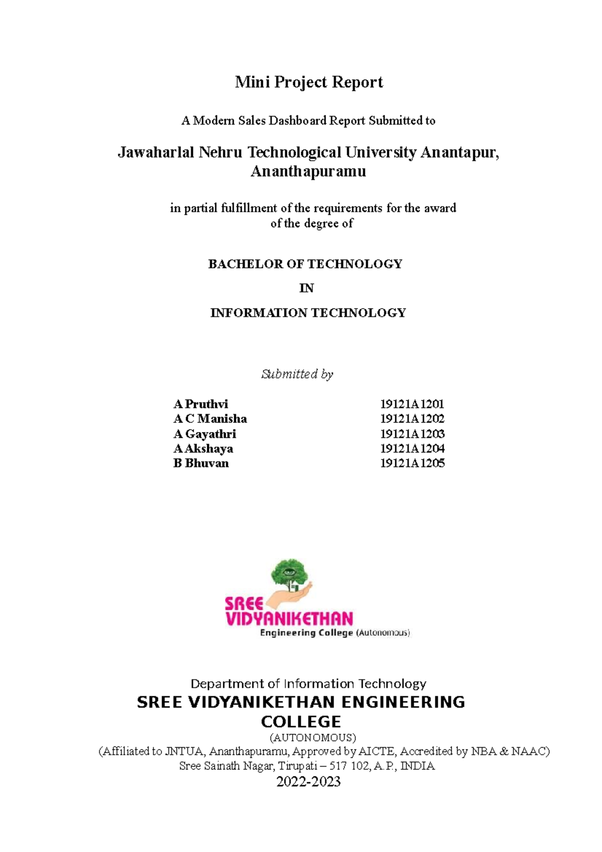 Mini Project template - Mini Project Report A Modern Sales Dashboard ...