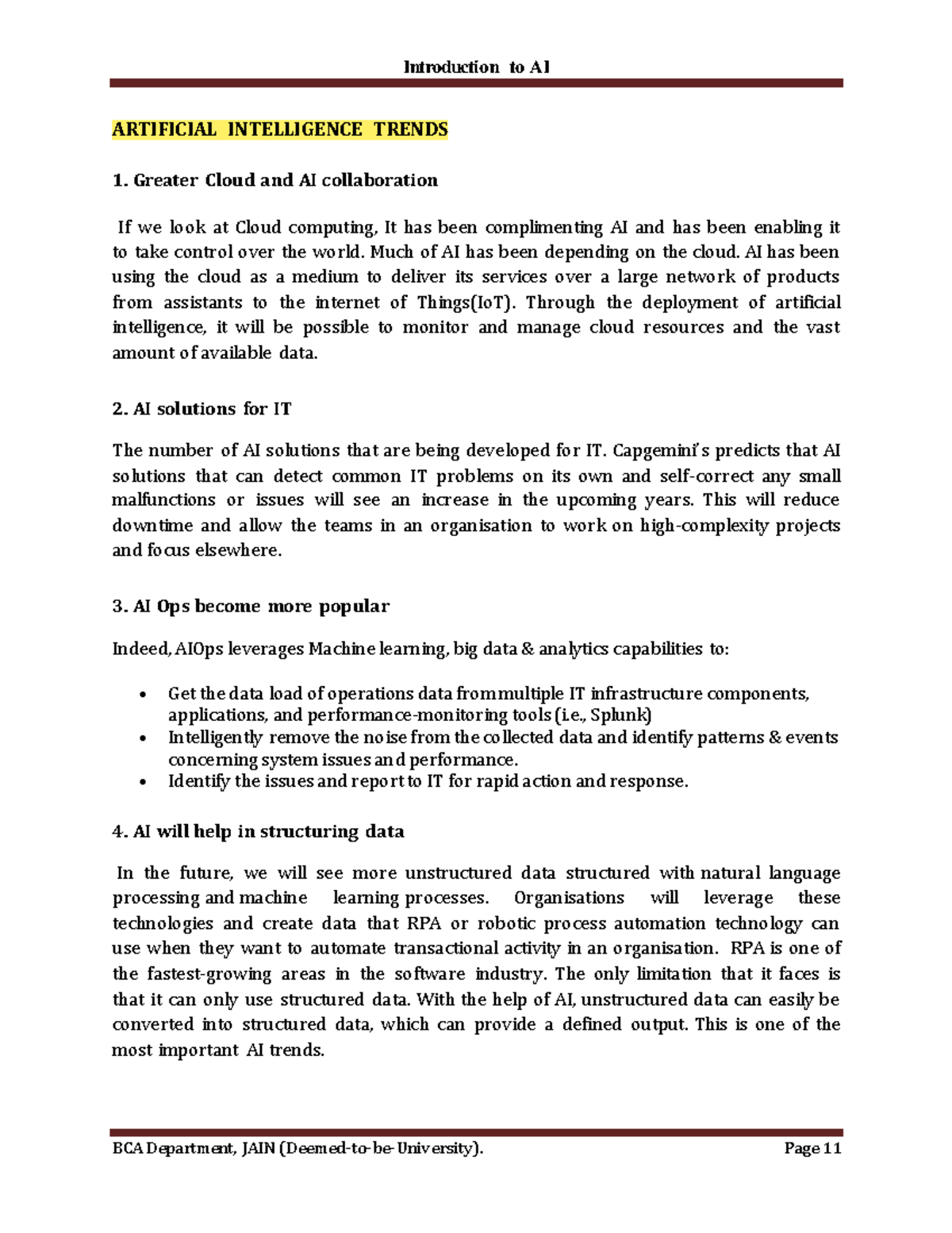 Artificial Intelligence Trends - ARTIFICIAL INTELLIGENCE TRENDS 1 ...