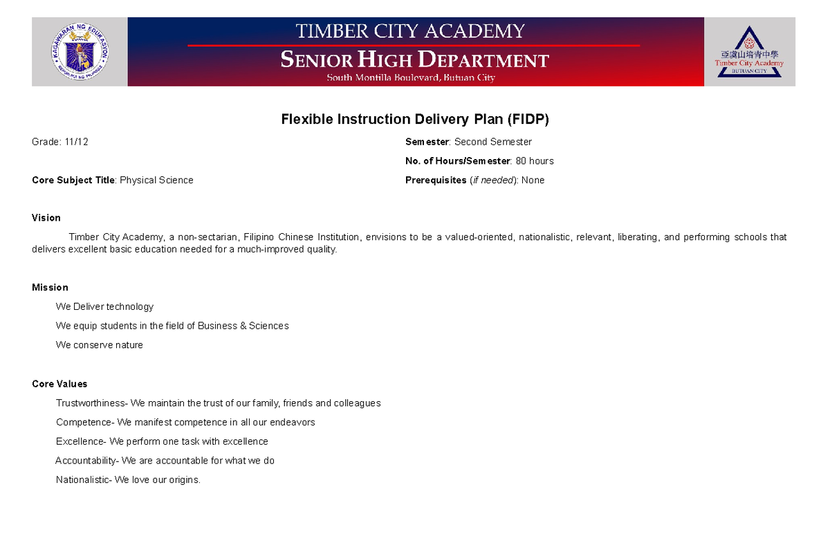 Physical-Science-FIDP - Flexible Instruction Delivery Plan (FIDP) Grade: 11/ Core Subject Title ...
