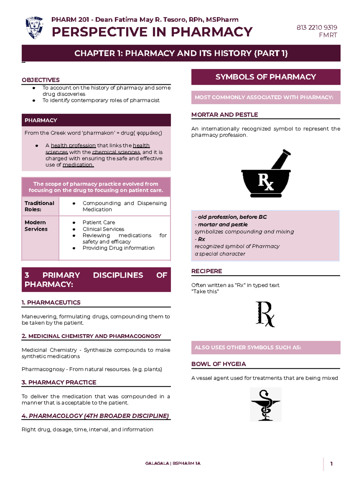 Perspective 1 Pharmacy-AND-ITS- History-PART-1 - PHARM 201 - Dean ...