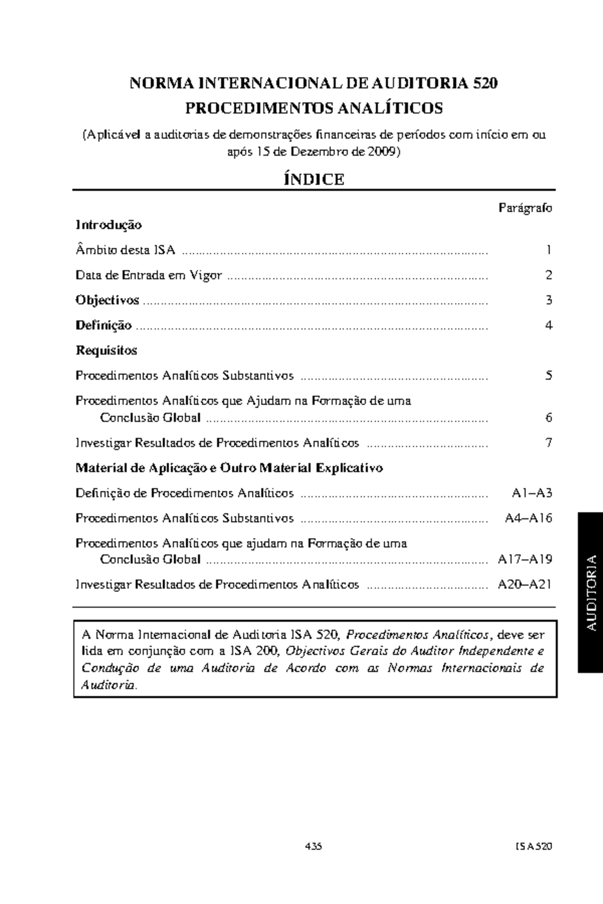 A027 2012 Iaasb Handbook ISA 520 PT - AUDITORIA NORMA INTERNACIONAL DE ...