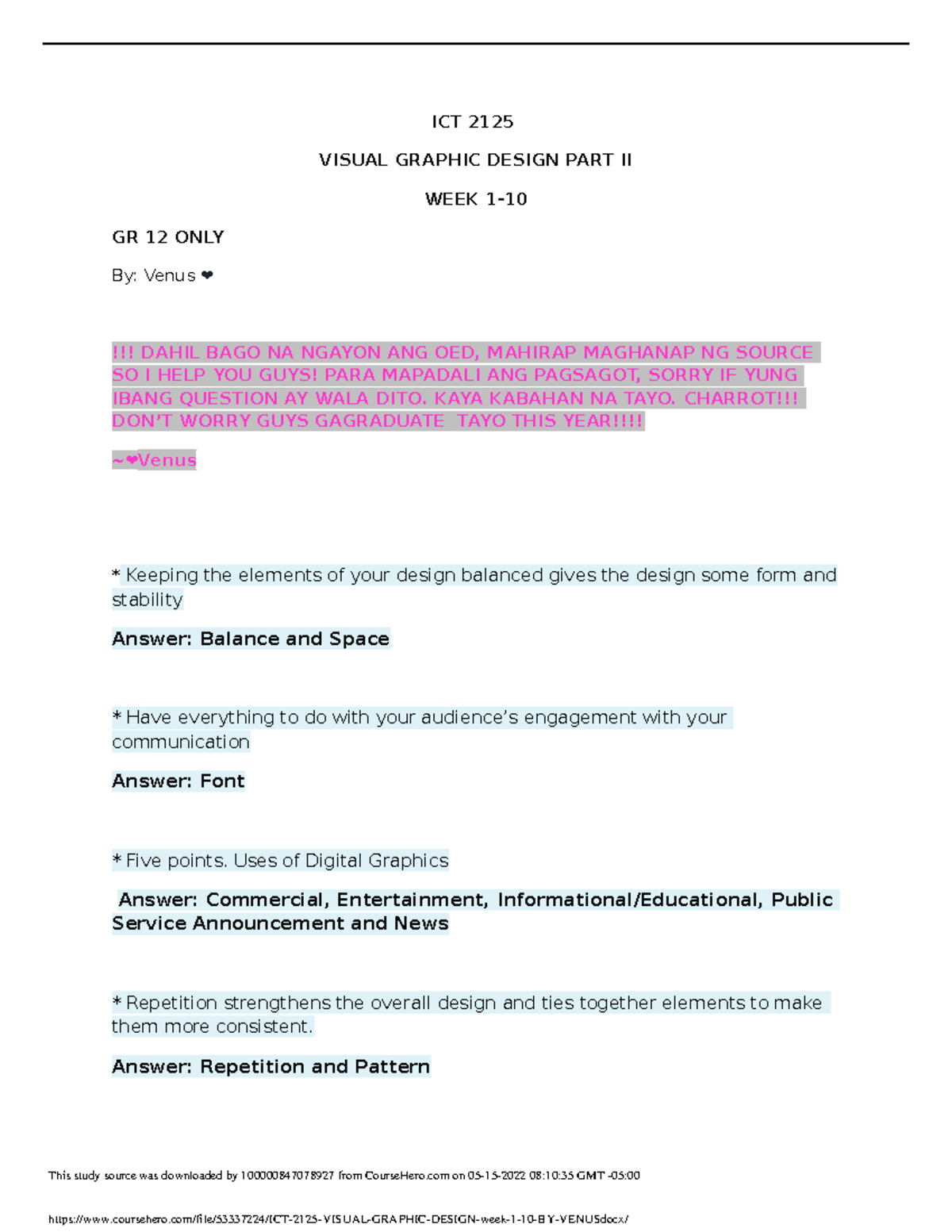 ICT 2125 Visual Graphic Design week 1 10 BY Venus - VISUAL GRAPHIC ...