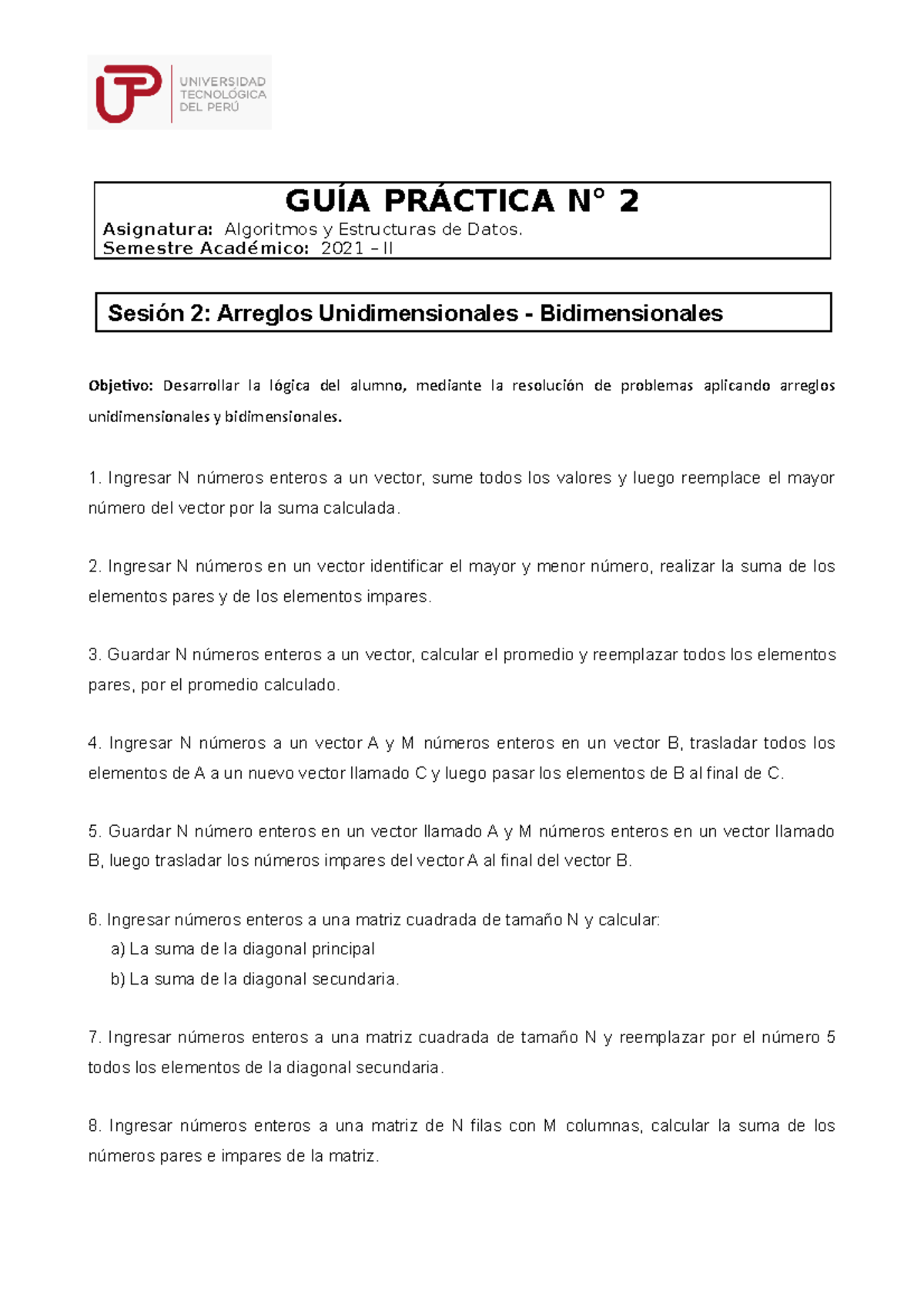 S02.s1 Ejercicios - Arreglos Unidimensionales - Bidimensionales ... S02.s1 Ejercicios - Arreglos Unidimensionales - Bidimensionales ...