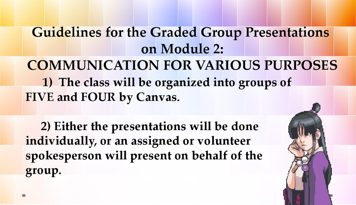 Guidelines for the Graded Group Presentations on Module 2 (BSPS 1-C ...