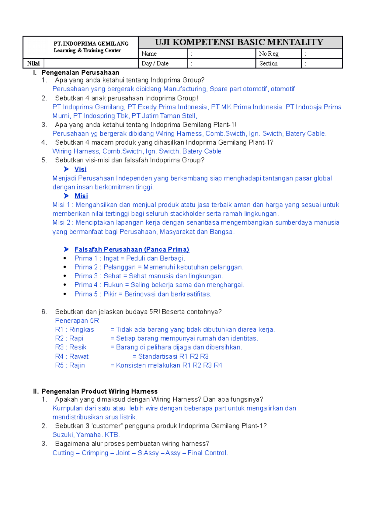 UK Basic Mentality - Tes Mental Dasar - PT. INDOPRIMA GEMILANG Learning ...