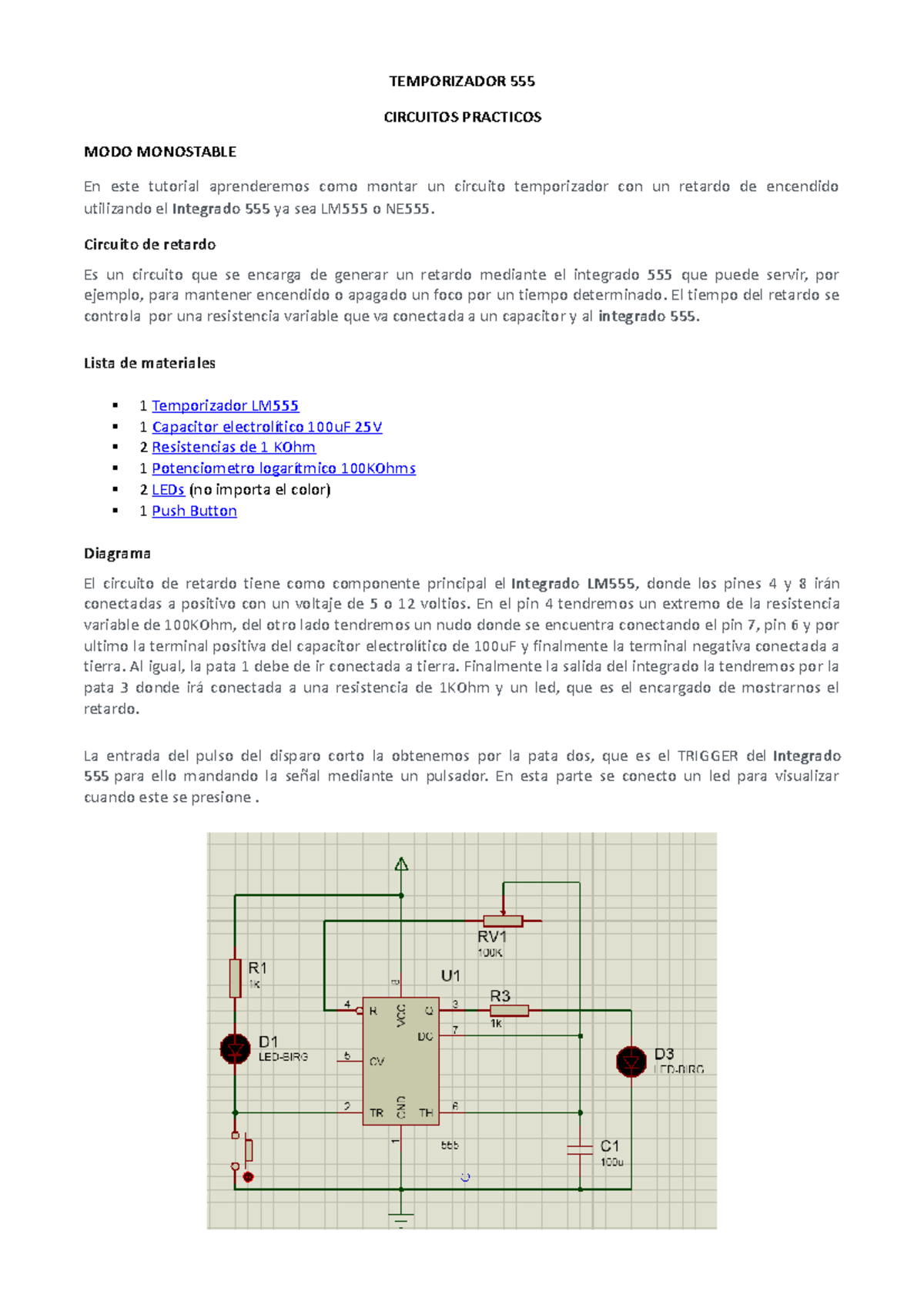 Temporizador 555 - practica de electricidad y magnetismo relacionada al ...