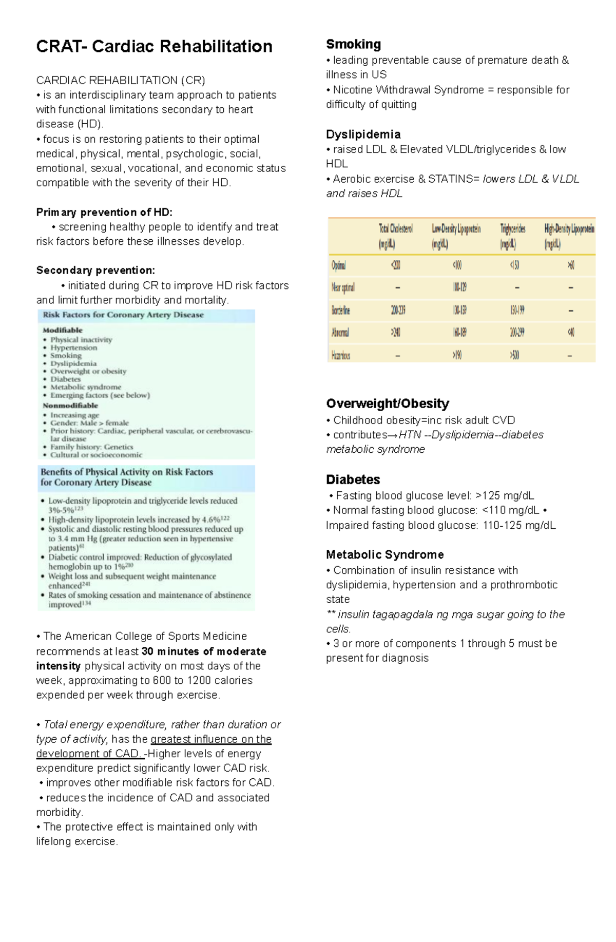 CRAT- Cardiac Rehabilitation - CRAT- Cardiac Rehabilitation CARDIAC ...