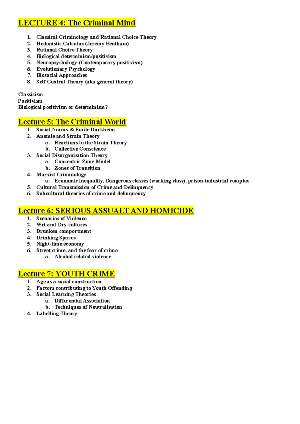 Topic breakdown - Summary Introduction to Criminology - LECTURE 4: The ...
