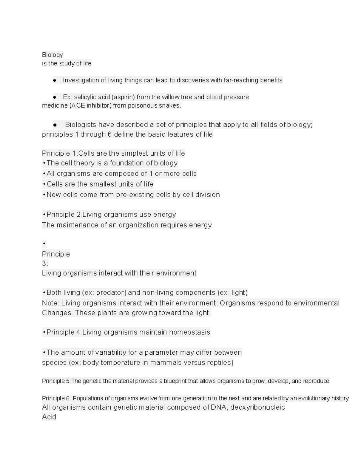 Pre - lecture notes chapter 1 - Biology is the study of life ...