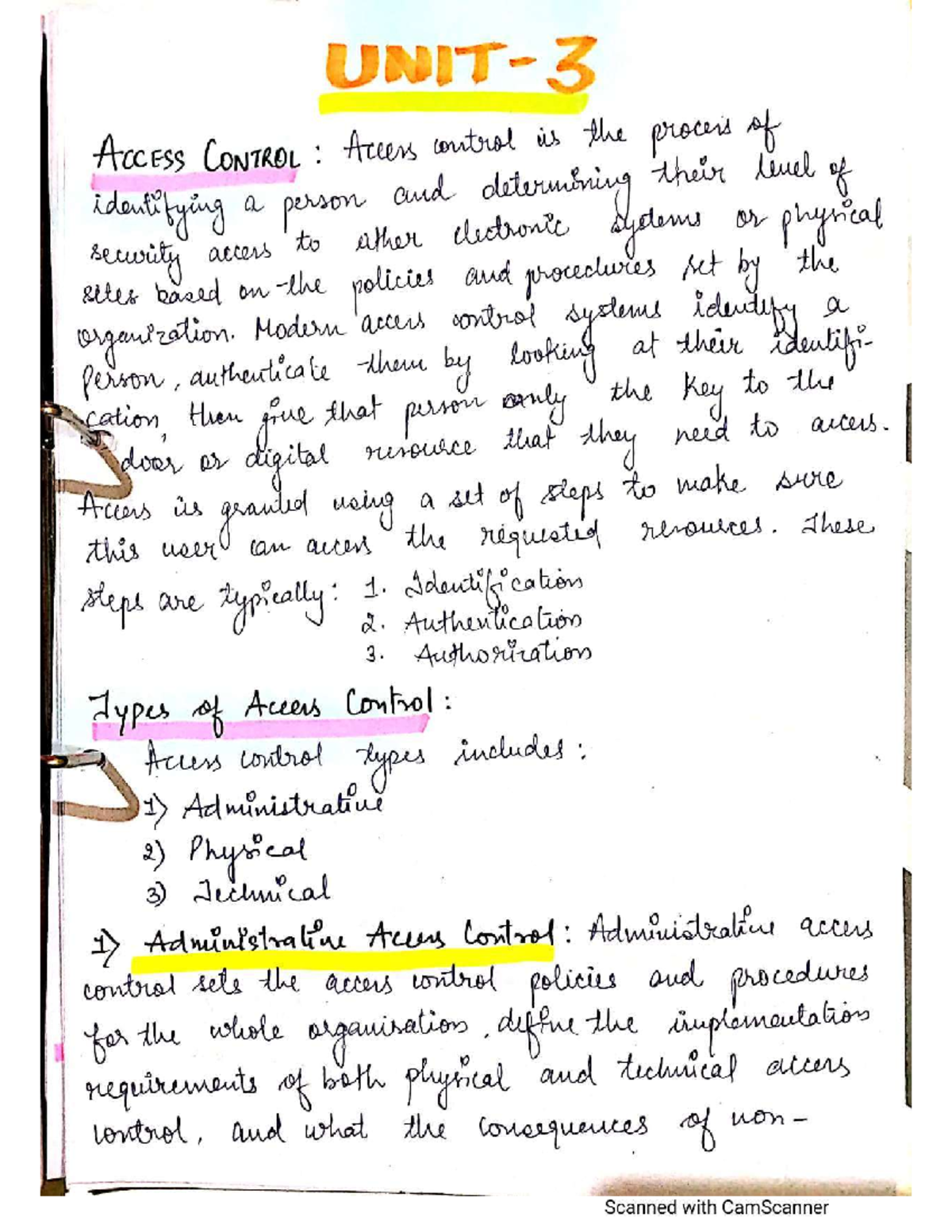 3 rd unit 1 - UNIT. 3 ACCESS CONTROL Access control is the process of ...