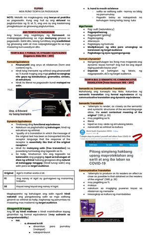 FIL Aralin 3 - ARL 3 - FILIPINO PAGHAHANDA SA PAGSASALIN Ang Pagsasalin ...