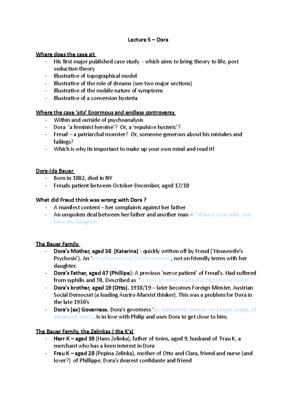 Lecture 5 - The case of Dora - Lecture 5 – Dora Where does the case sit ...
