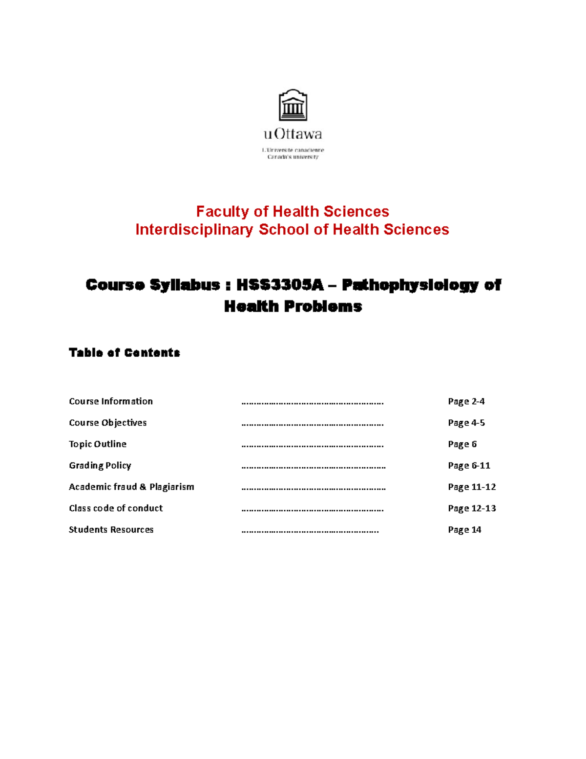 HSS3305 A fall2021 syllabus - Faculty of Health Sciences ...