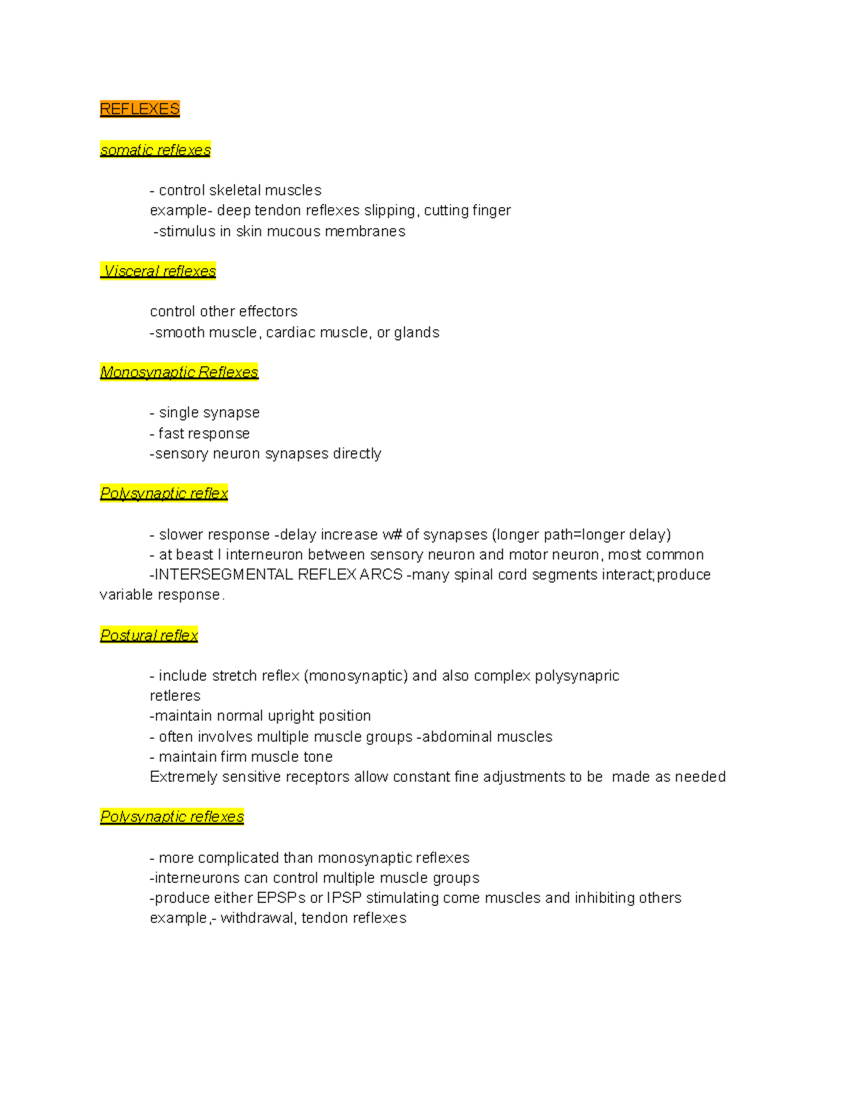 Reflexes types -2 - Anatomy 1 - REFLEXES somatic reflexes control ...