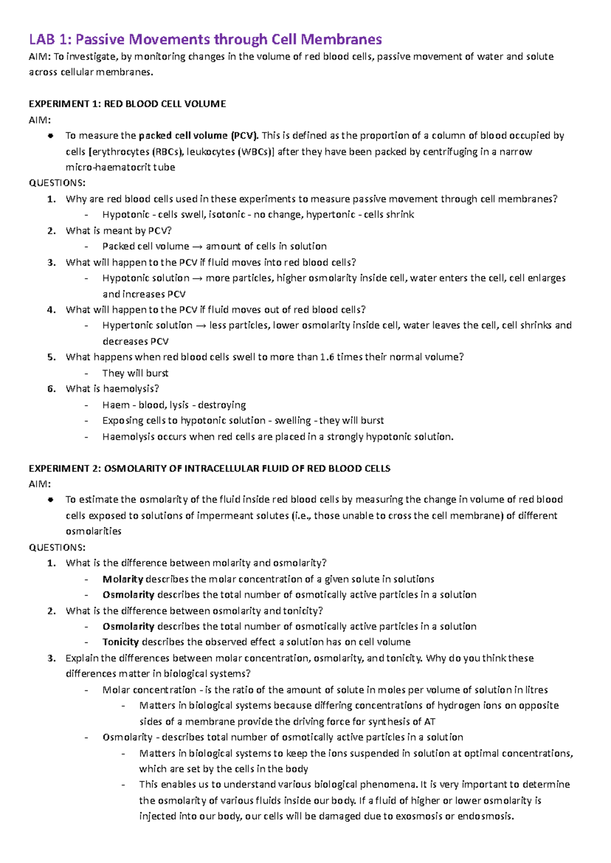 PHSL233 Lab Notes - LABS 1-3 SUMMARIES AND ANSWERS - LAB 1: Passive ...