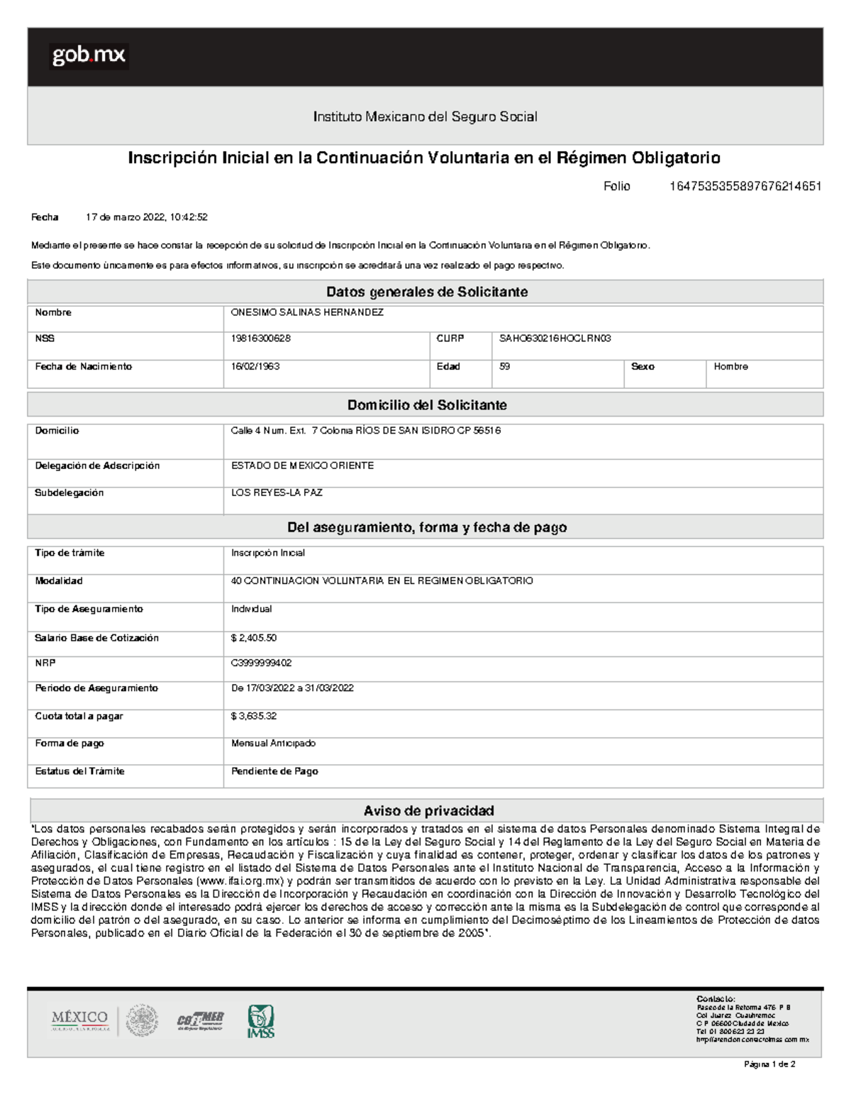 Comprobante-seguro - ASDFGH - Instituto Mexicano del Seguro Social ...