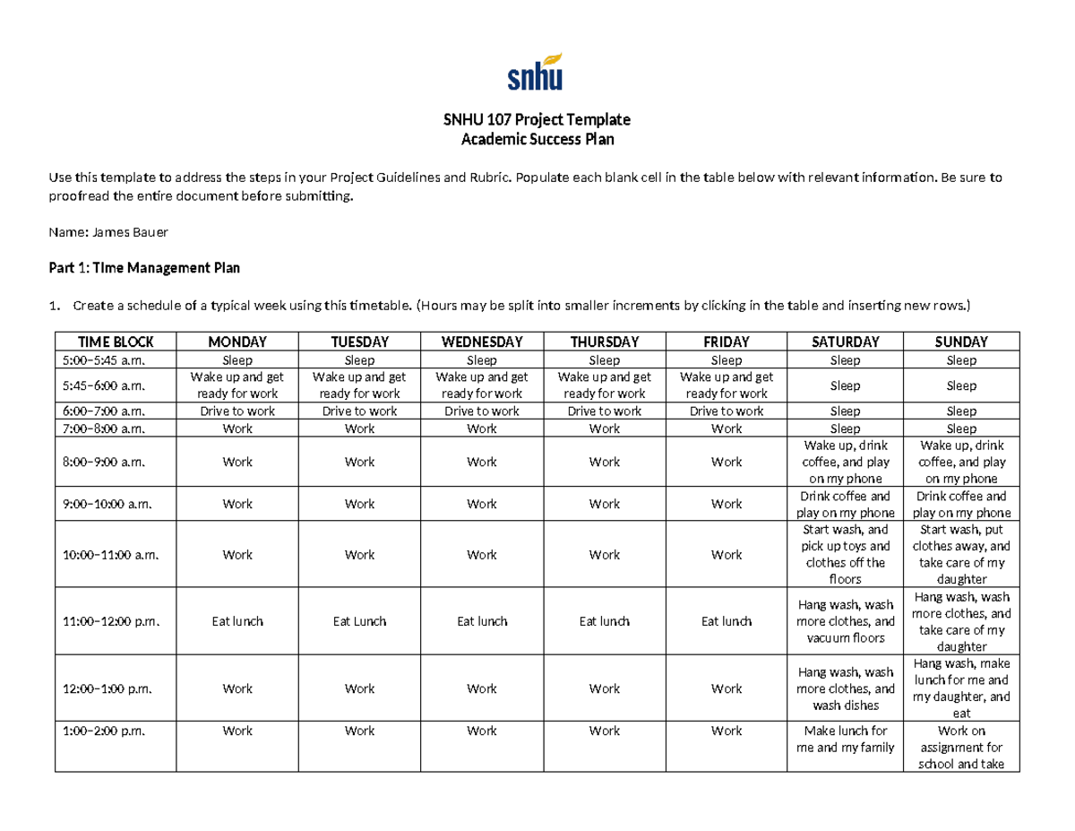 SNHU 107 Project Template - SNHU 107 Project Template Academic Success ...