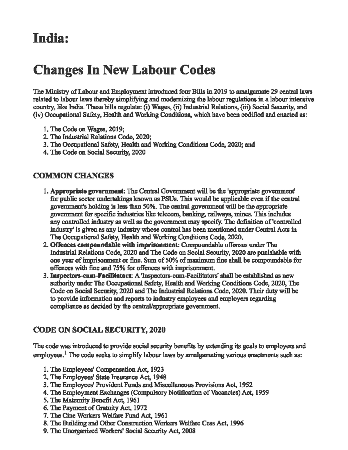 Labour Codes- it is of 2019 , changes in the labour lawsz - Labour Laws ...