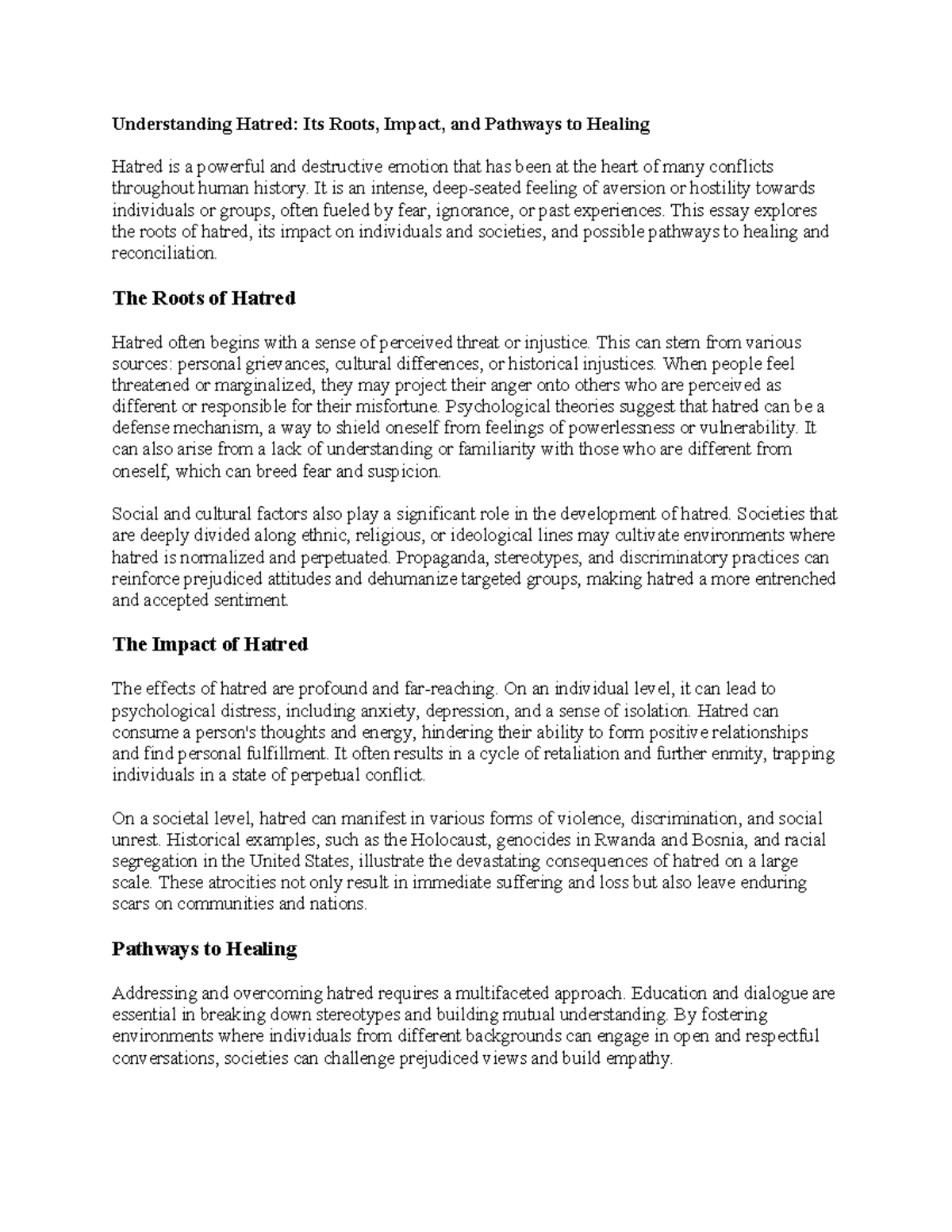 Understanding Hatred - It is an intense, deep-seated feeling of ...