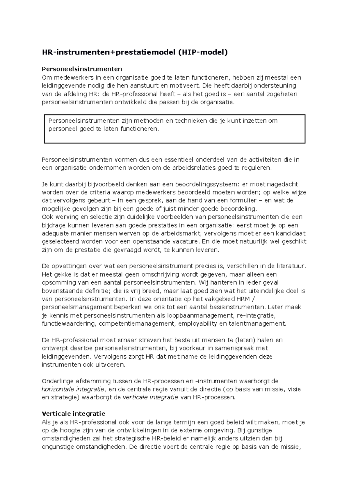 Uitleg HIP-model personeel instrumenten uitgebreid - HR-instrumenten ...