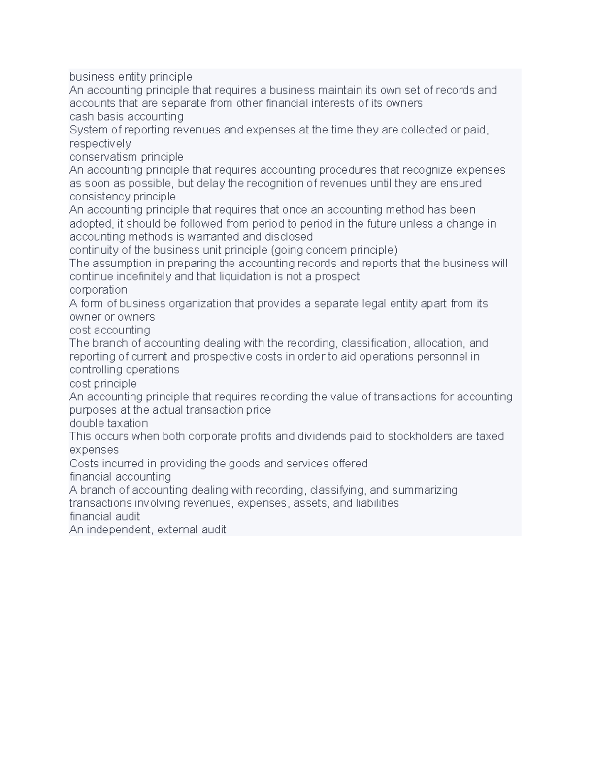 B3 - Accounting Process and overview - business entity principle An ...