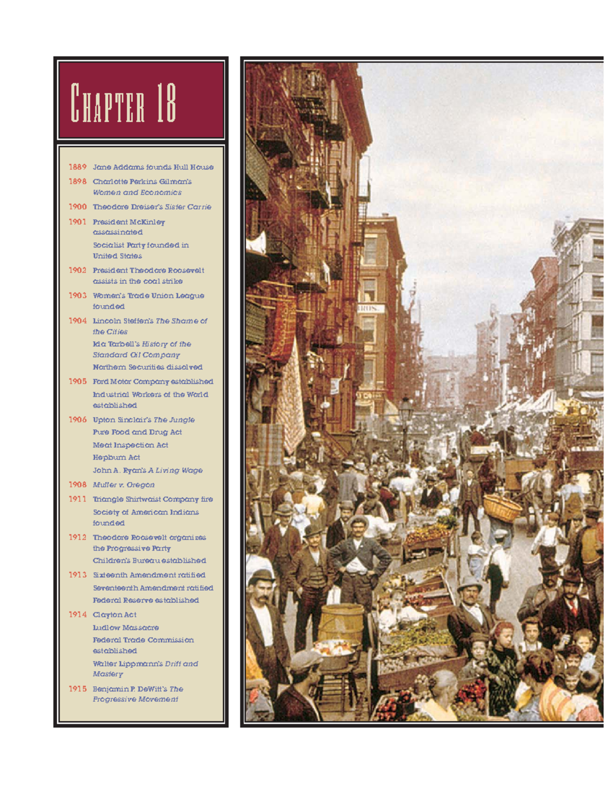 Chapter 18 - 1889 Jane Addams founds Hull House 1898 Charlotte Perkins ...