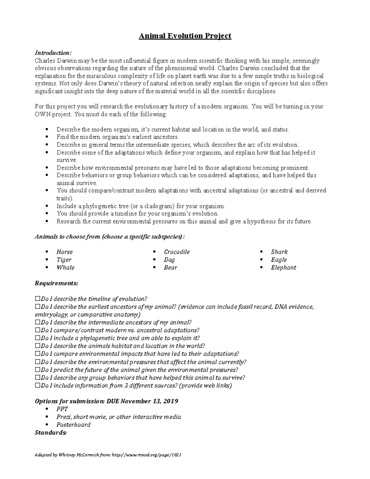Evolution Project for Students - AMST 0704 - Studocu