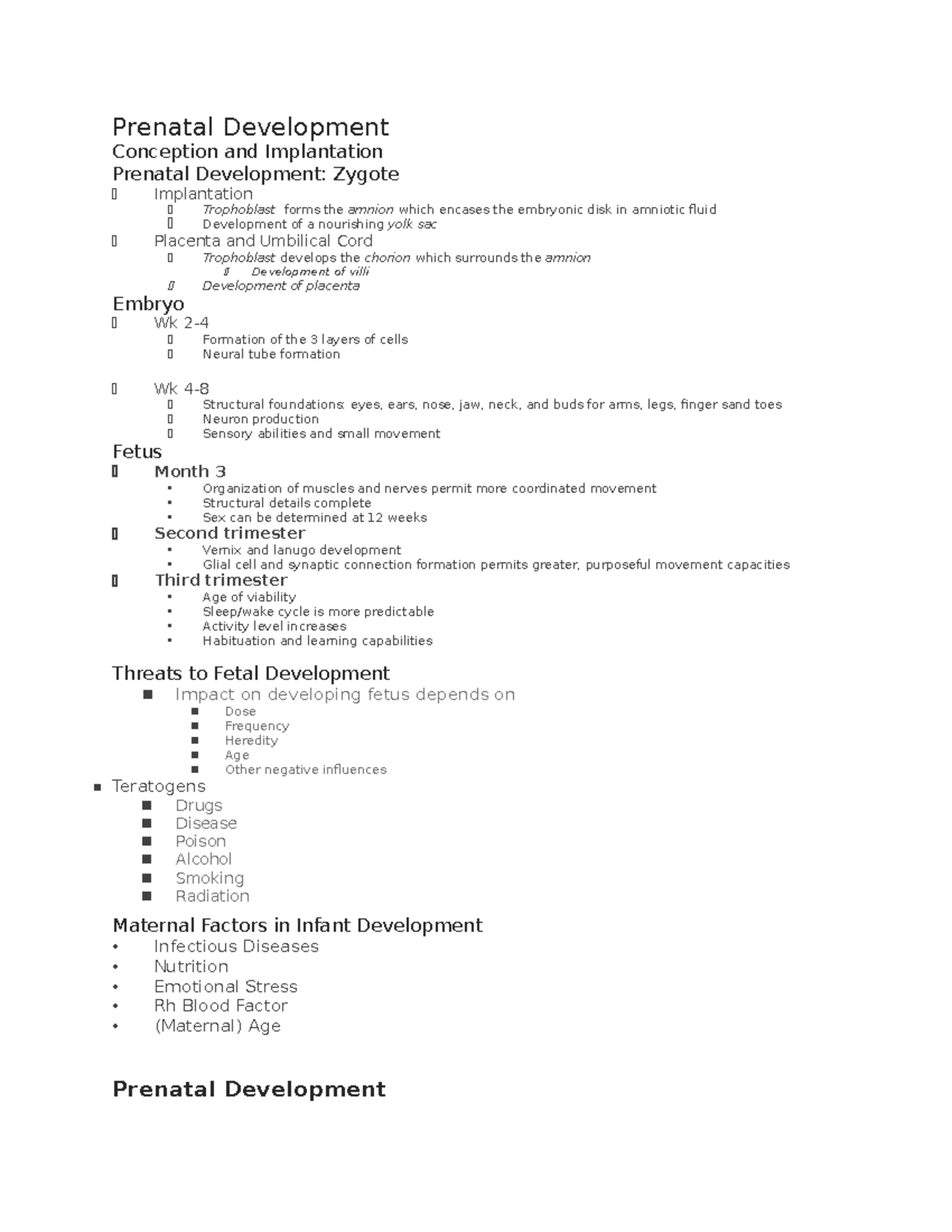 Ch. 3 Prenatal Development, Birth and the Newborn Baby - class ...