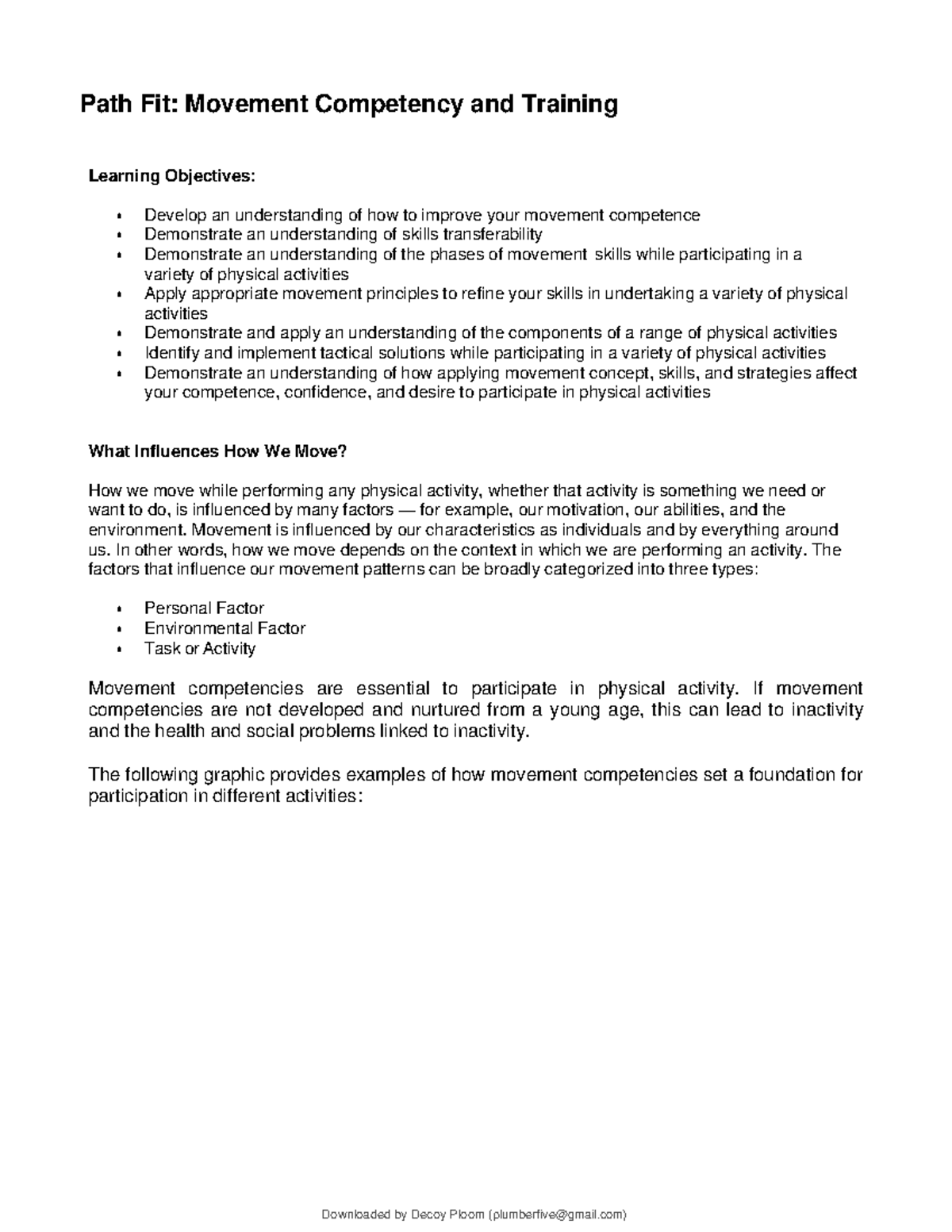Module 1 What How and Why of Movement Competencies - Path Fit: Movement ...