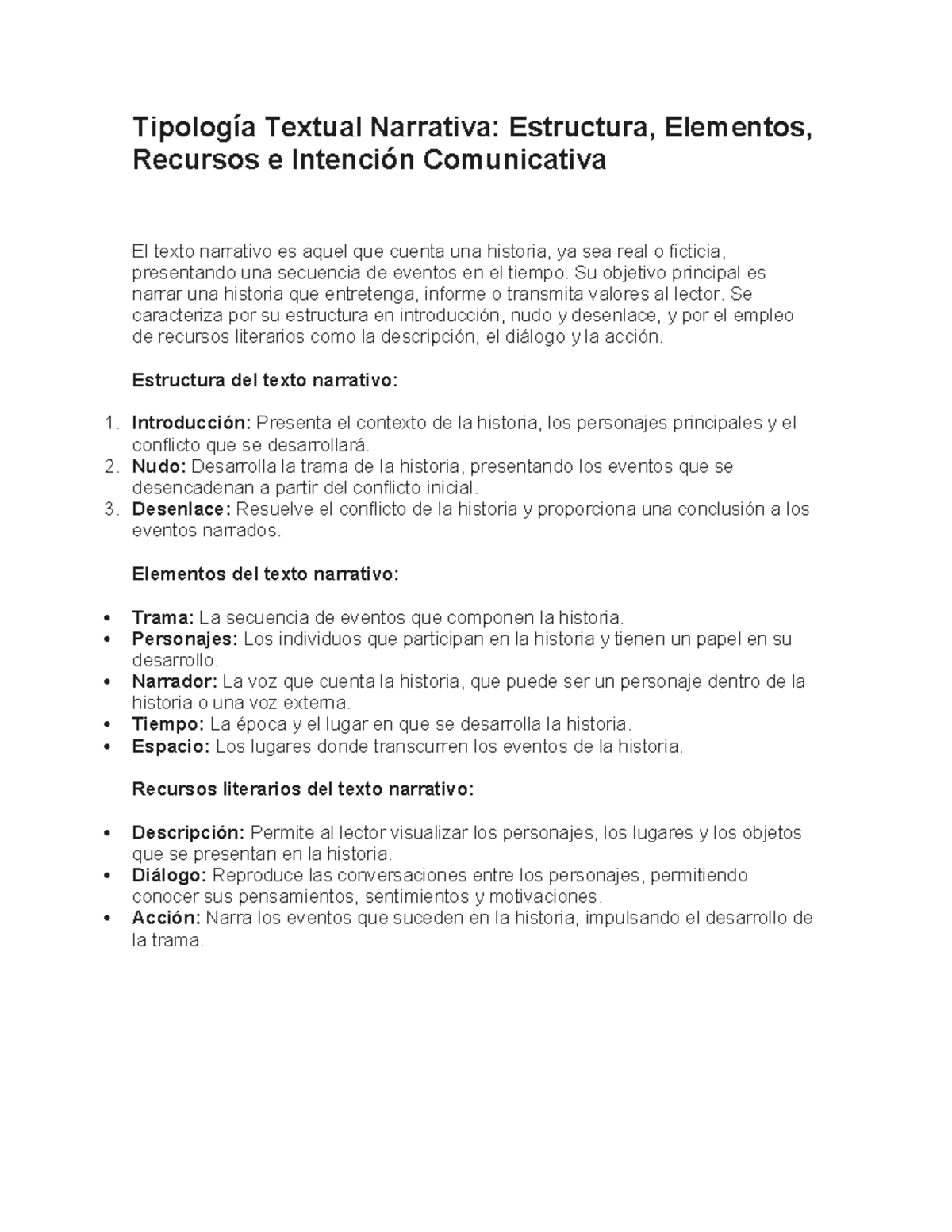 Tipologías textuales - Tipología Textual Narrativa: Estructura ...