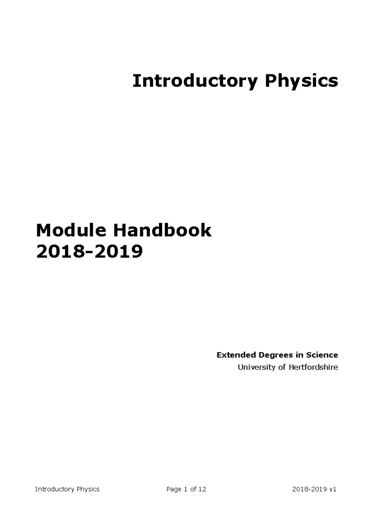 Module Guide Introductory Physics 2018-2019 - Introductory Physics ...