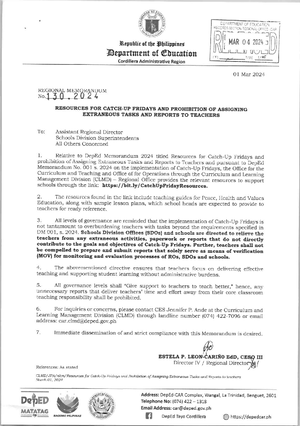 DM Ouhrod 2024 0290 - Republika ng Pilipinas Department of Education ...
