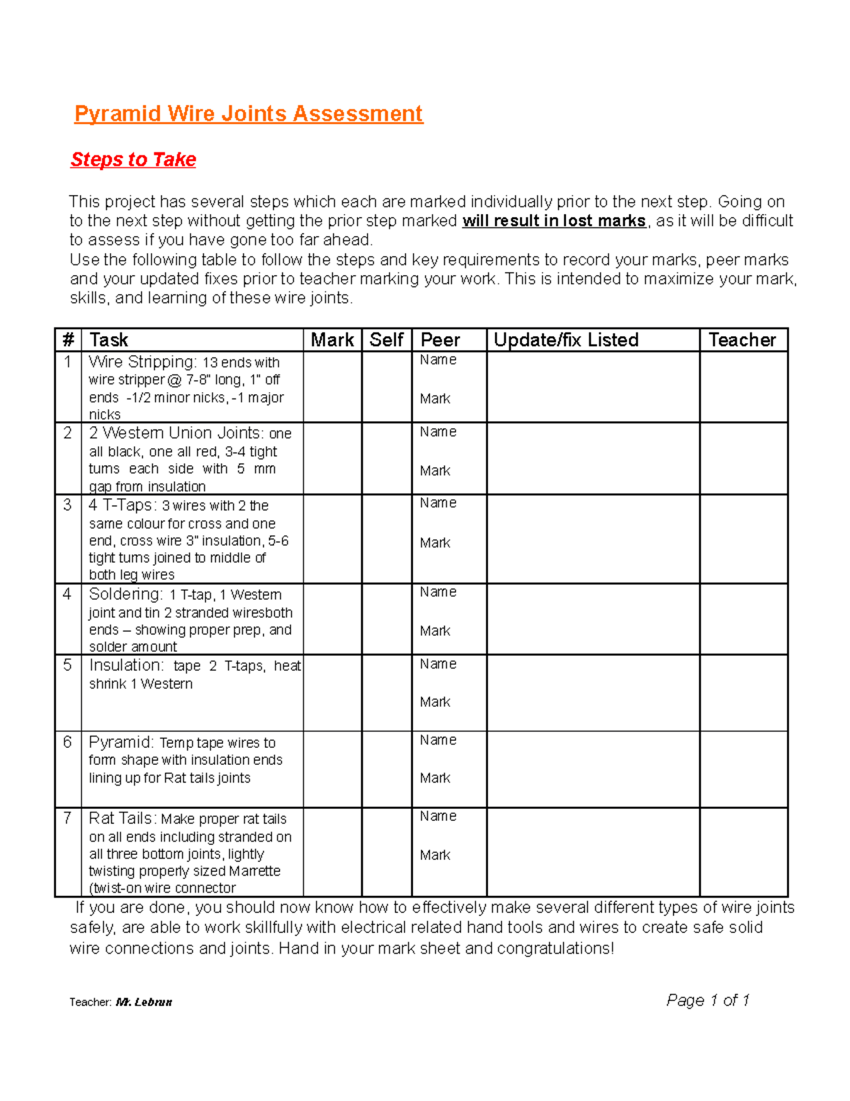 Pyramid Wire Joint Assessment - Pyramid Wire Joints Assessment Steps to ...