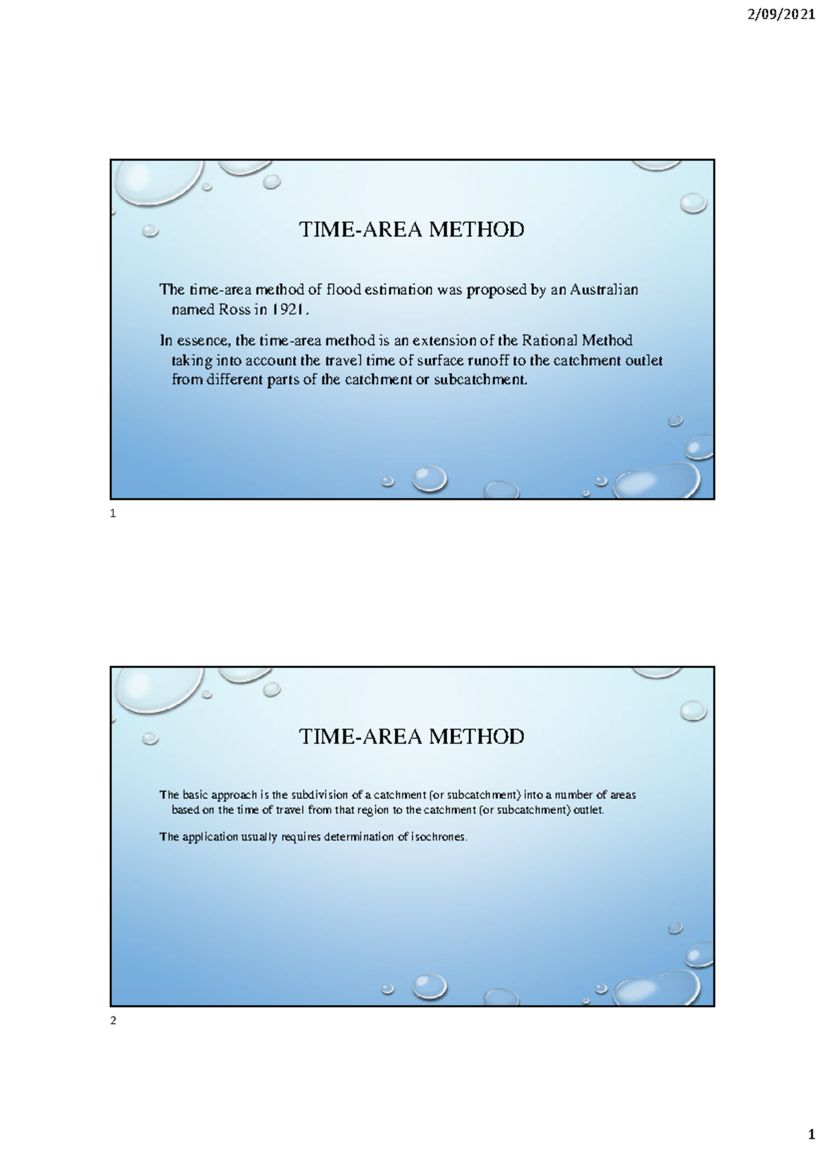 Time-Area Slides - Bachelor of Bussiness Honours - TIME-AREA METHOD The ...