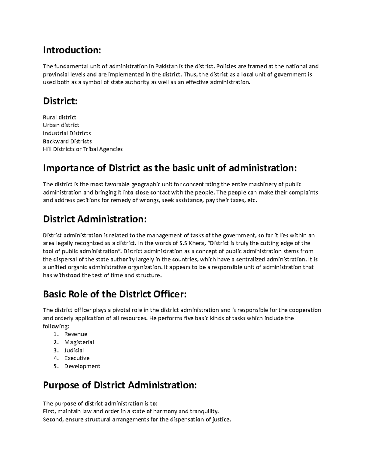 District administration - Introduction: The fundamental unit of ...