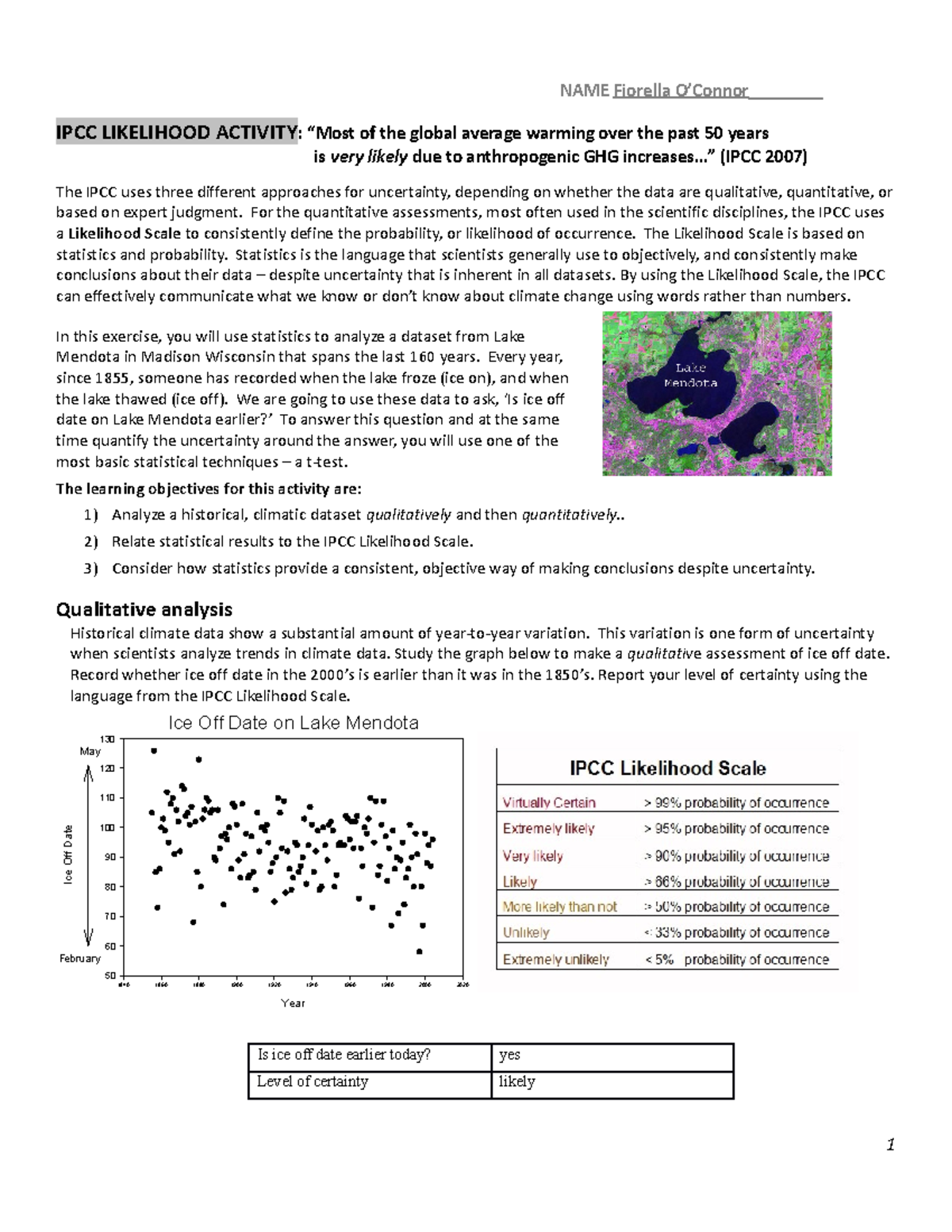 Quantifying Climate Change Worksheet - ENV 101 - Studocu