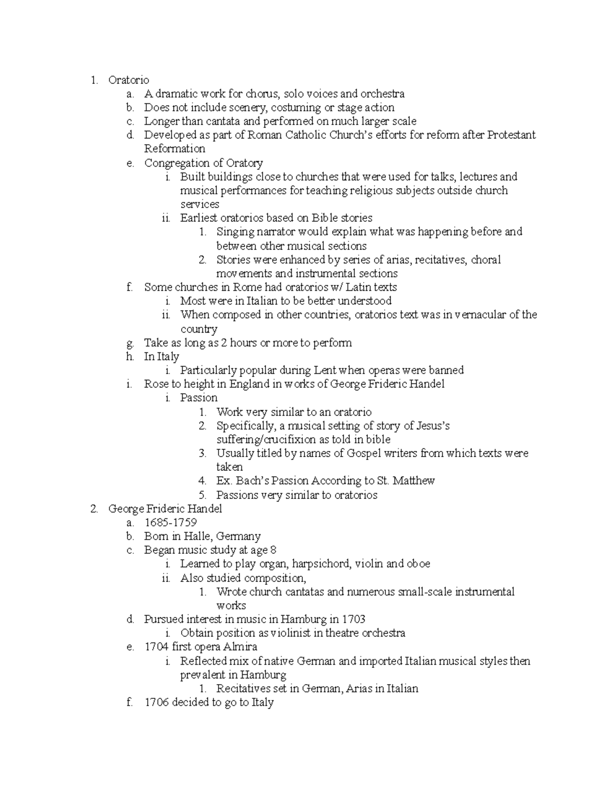 8. Oratorio - Book Notes - 1. Oratorio a. A dramatic work for chorus ...