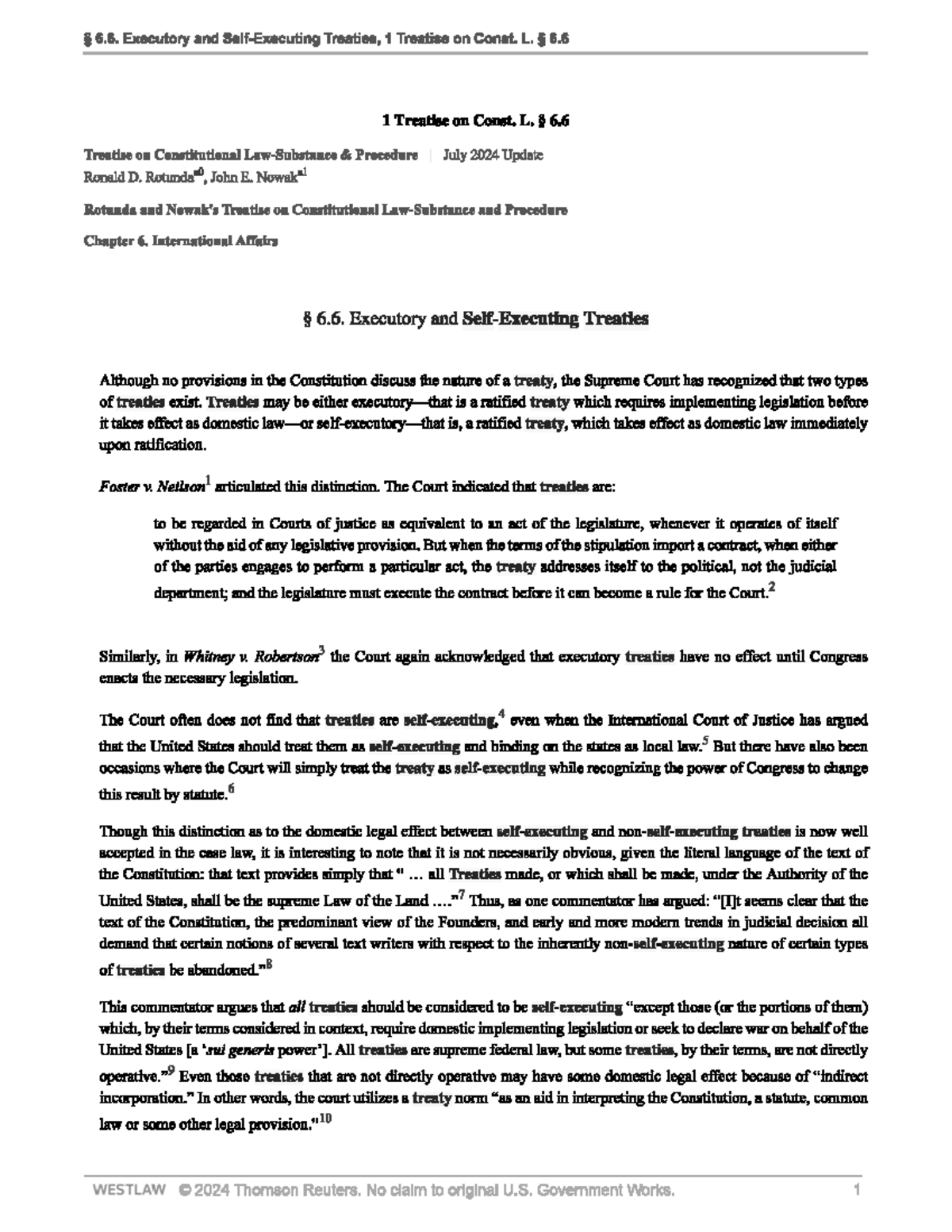 Rotunda and Nowaks Treatise on Constitutional Law Executory and Self ...