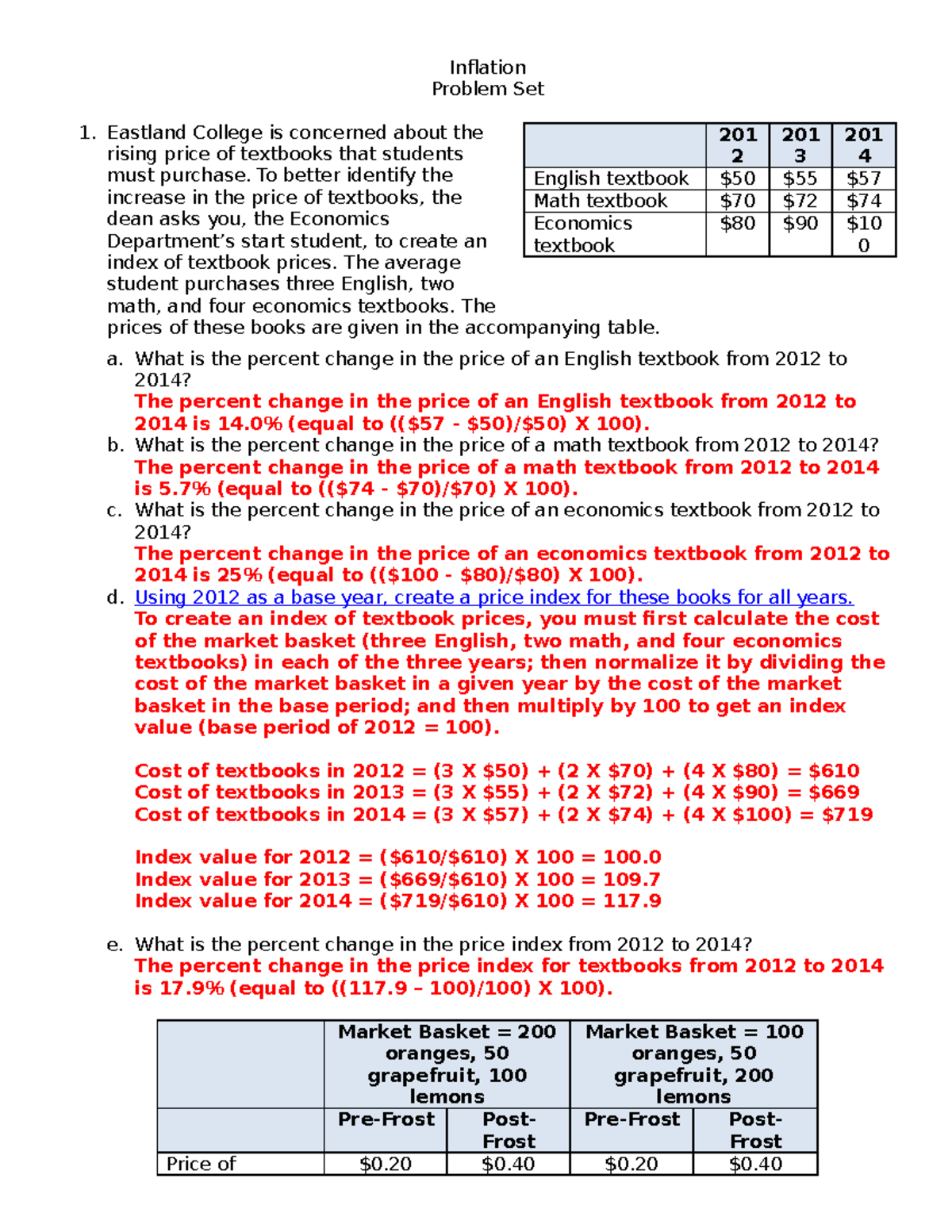 Lesson 32 OA Inflation Problem Answers - Inflation Problem Set Eastland ...
