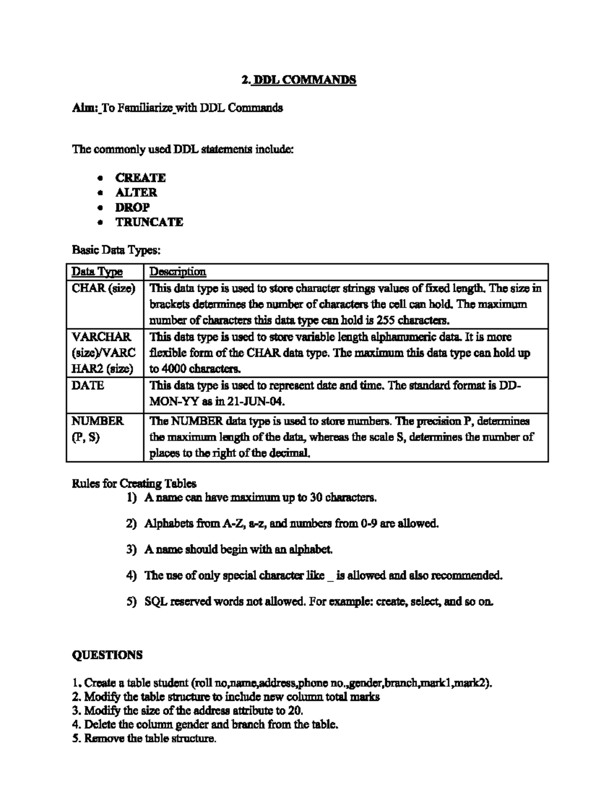 Exp 2 - Nil - Database Management System - Studocu