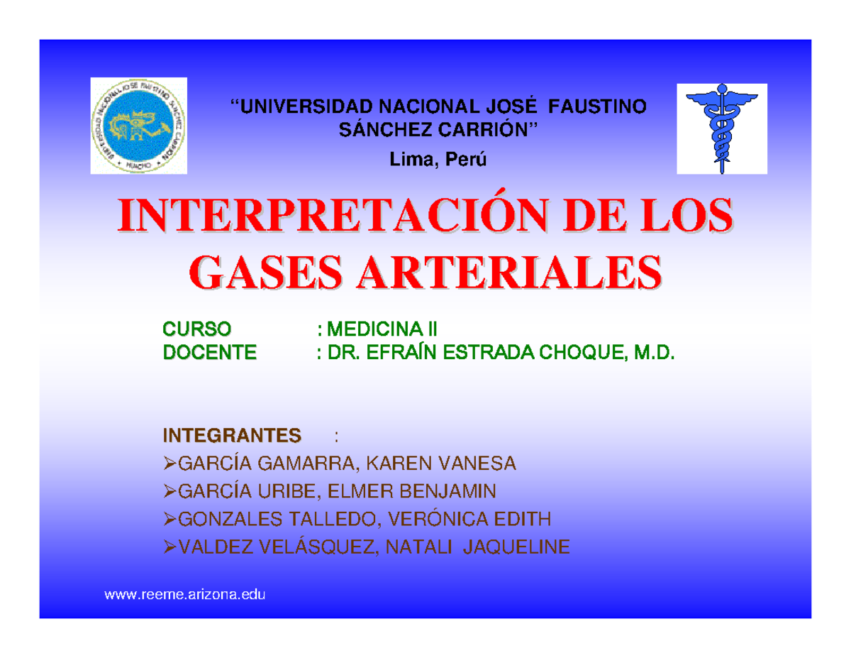 Gases Arteriales-Interpretación - INTERPRETACI INTERPRETACIÓÓN DE LOSN ...