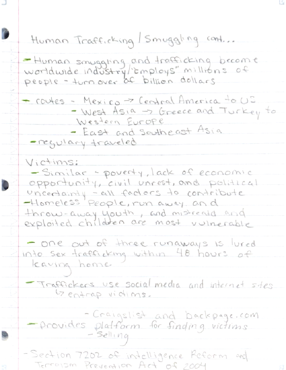 Human Trafficking Notes - REA 050 - StuDocu