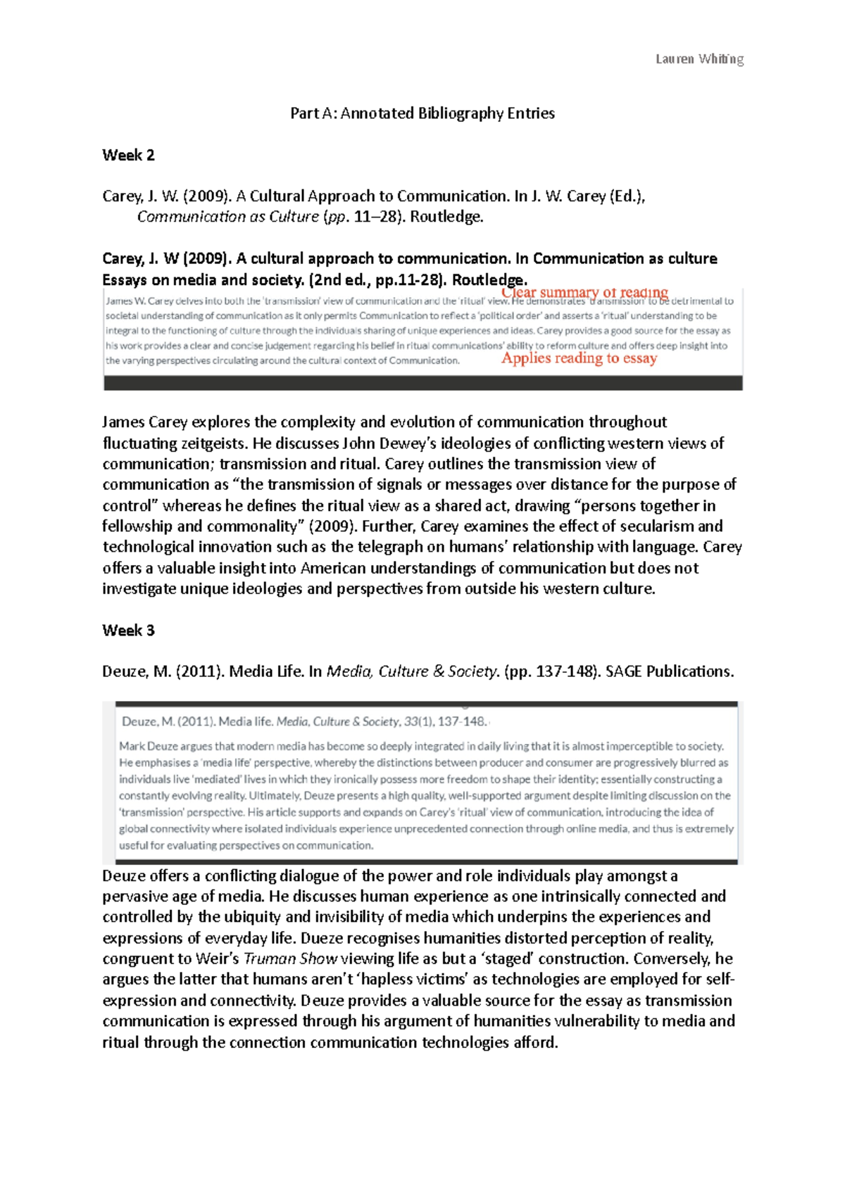 Annotated Bibliography Entries - W. (2009). A Cultural Approach to ...