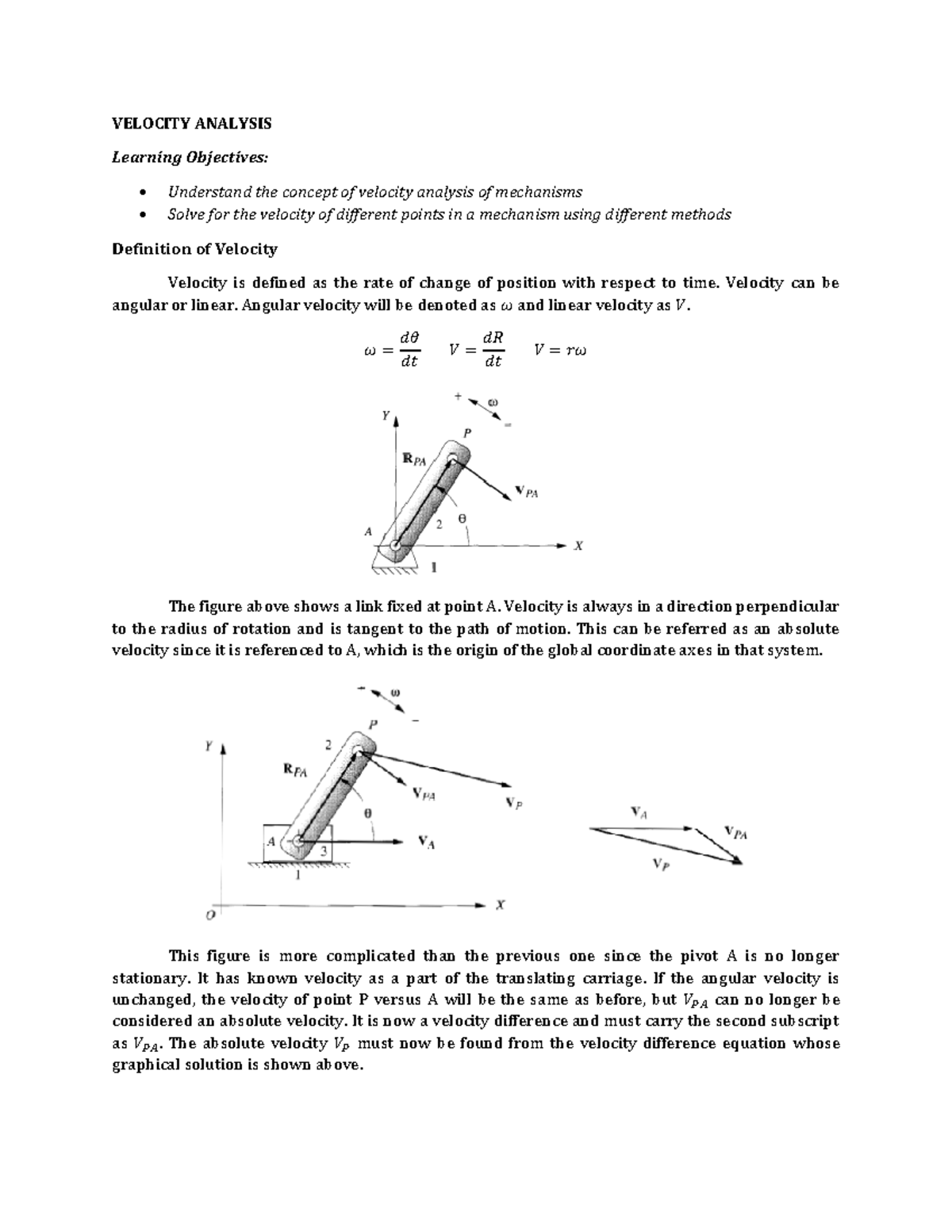 MExE 404 - 04 - Velocity Analysis - VELOCITY ANALYSIS Learning ...