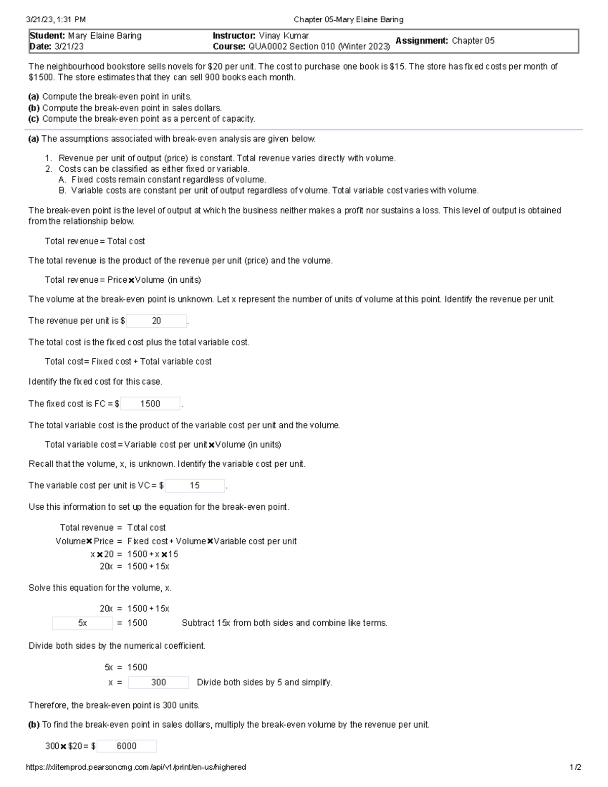 Chap 5 Q5 - Business Mathematics Chapter 5 - 3/21/23, 1:31 PM Chapter ...