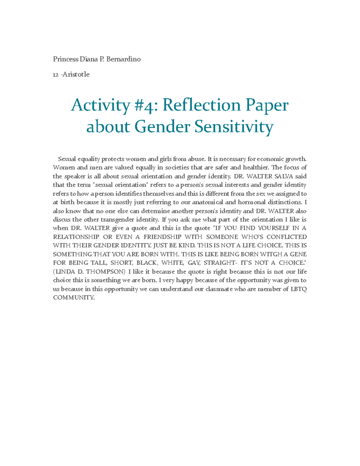 Activity 4 - Princess Diana P. Bernardino 12 -Aristotle Activity #4 ...