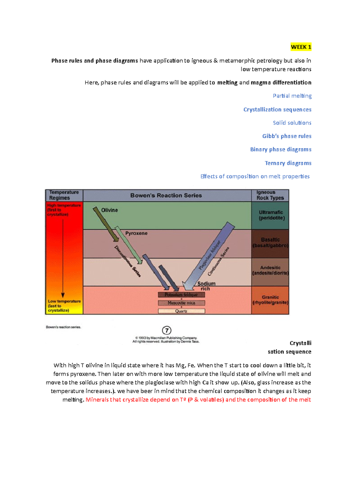 Advanced Petrology Notes - WEEK 1 Phase rules and phase diagrams have ...