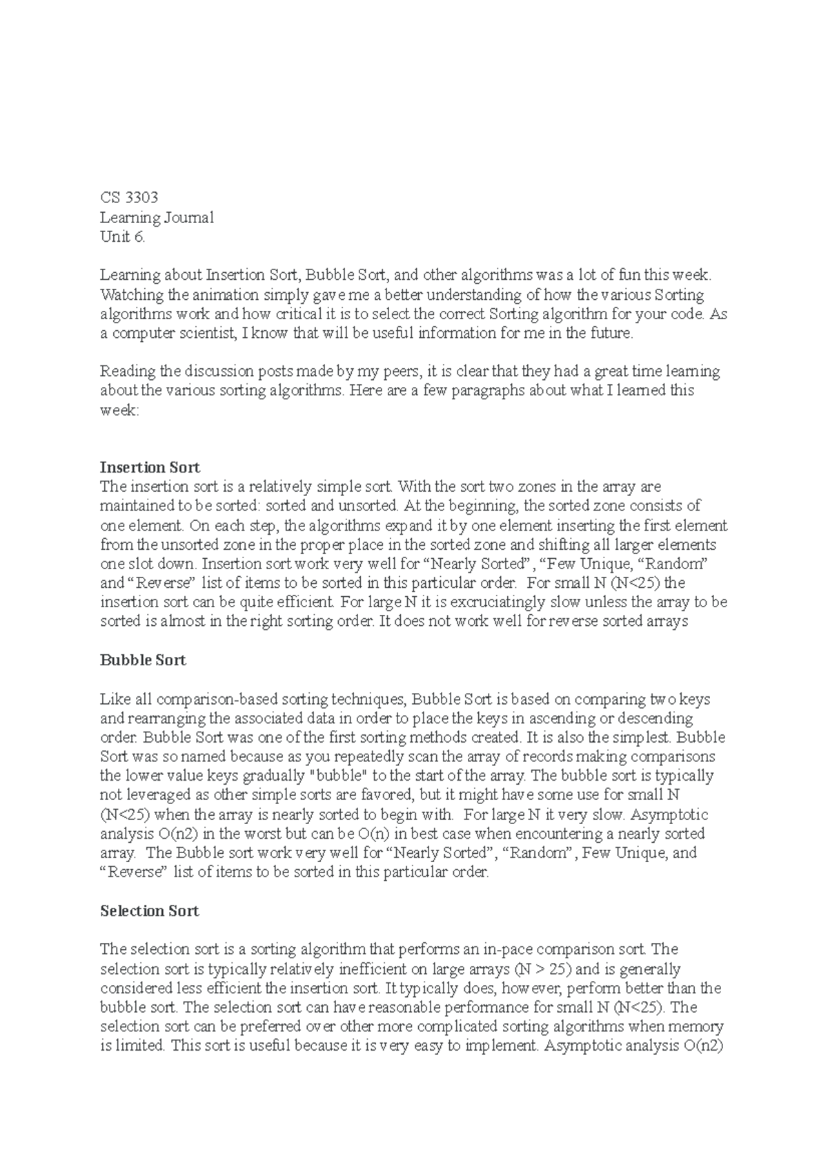 Learning Journal Unit 6 - CS 3303 Learning Journal Unit 6. Learning ...