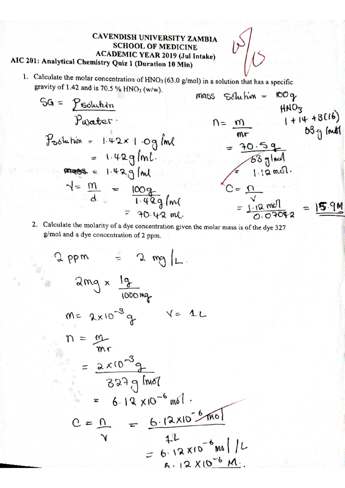 AIC quiz 1 - For revision and studying - CAVENDISH UNIVERSITY ZAMBIA ...